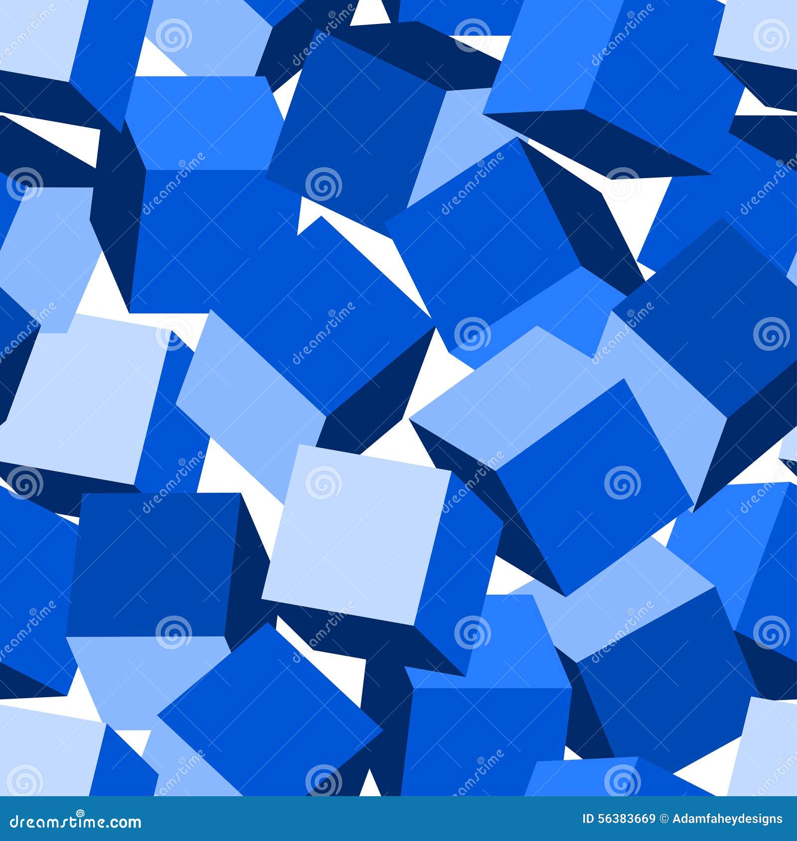 Blue 3D Blocks in a Seamless Pattern Stock Vector - Illustration of ...