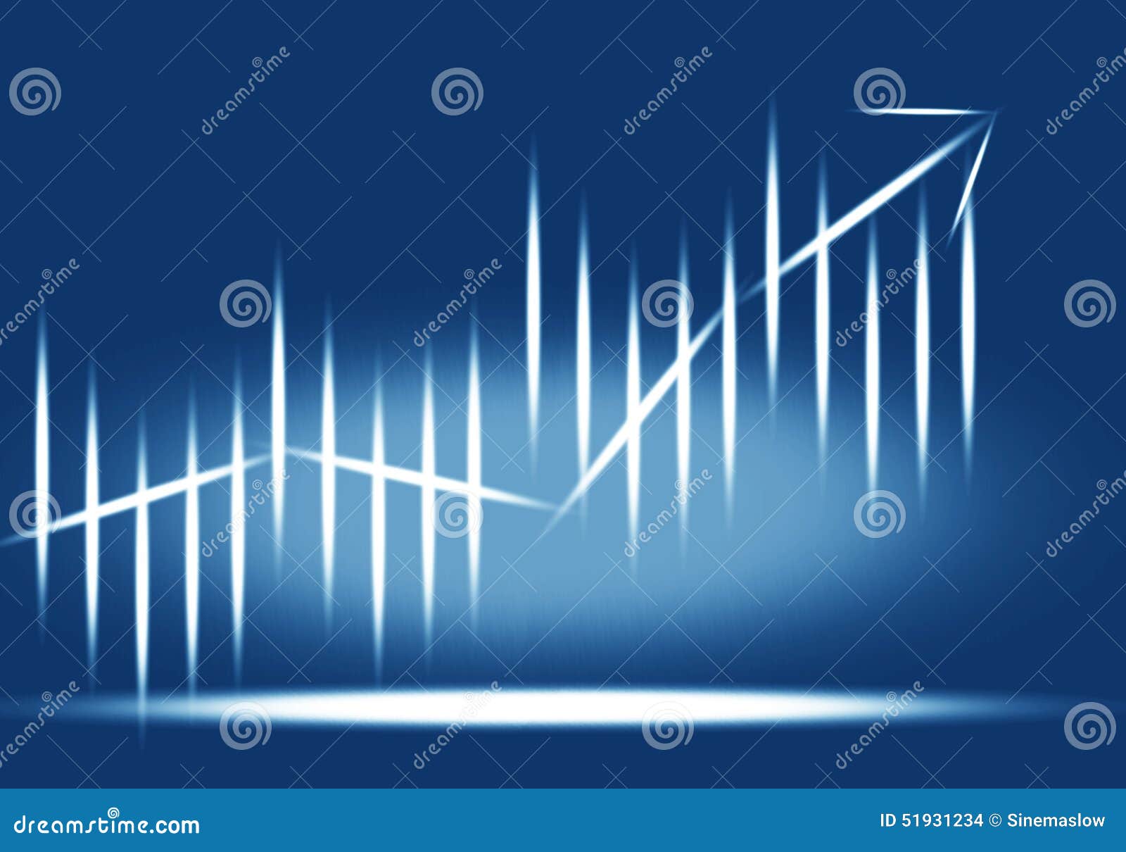 Blue 3D Business Graph Showing Growth Stock Illustration - Illustration ...