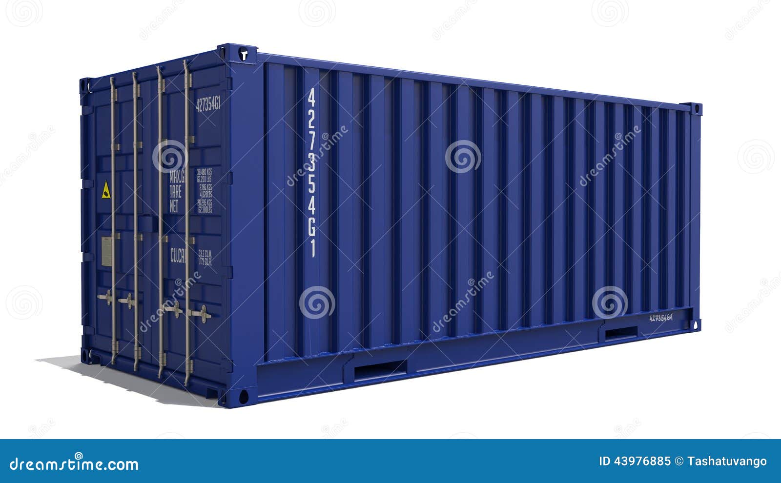 Blue 3d Container Isolated on White. Stock Image - Image of ...