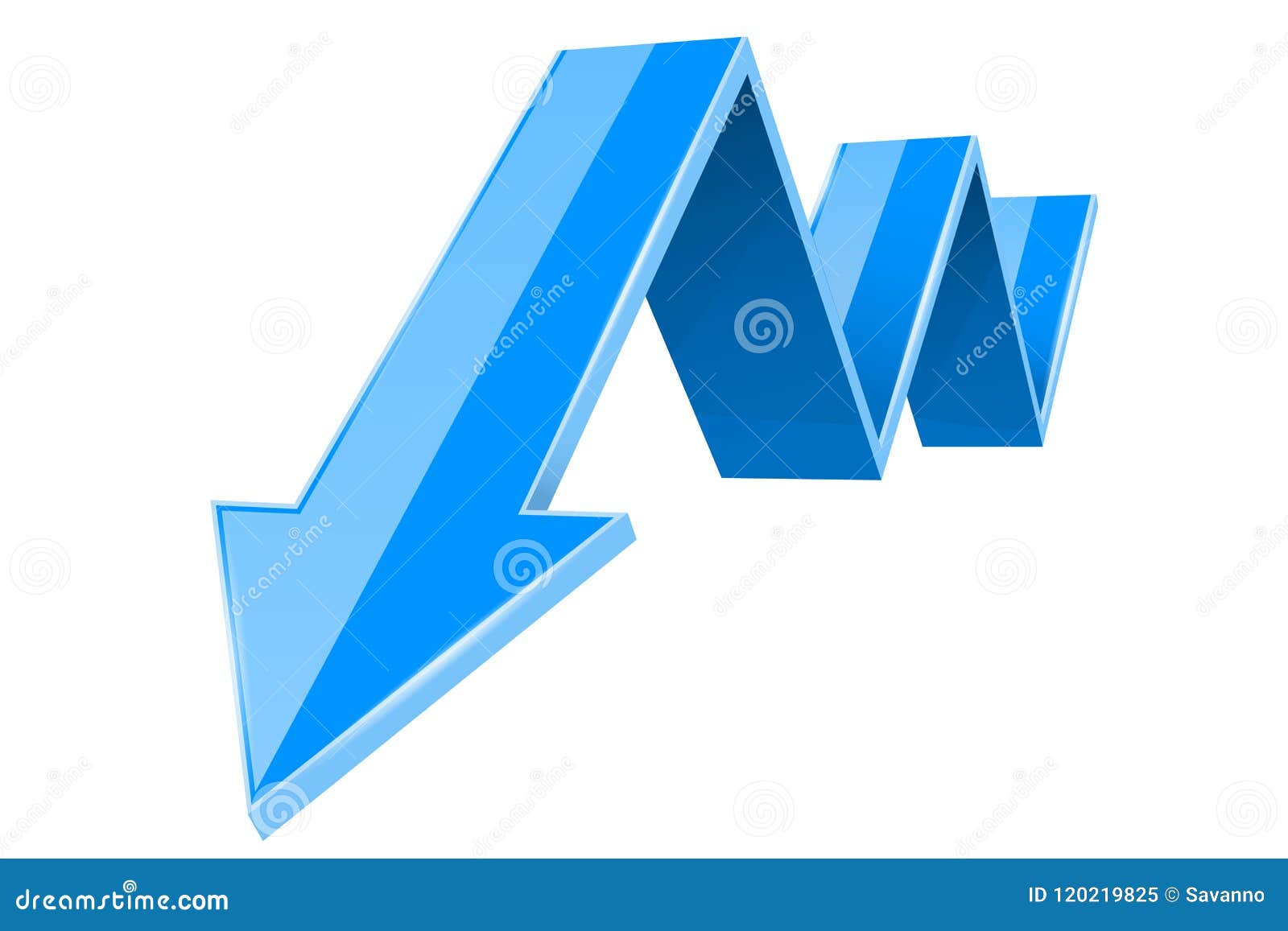 Blue 3d Down Arrow. Financial Graph Stock Vector - Illustration of ...