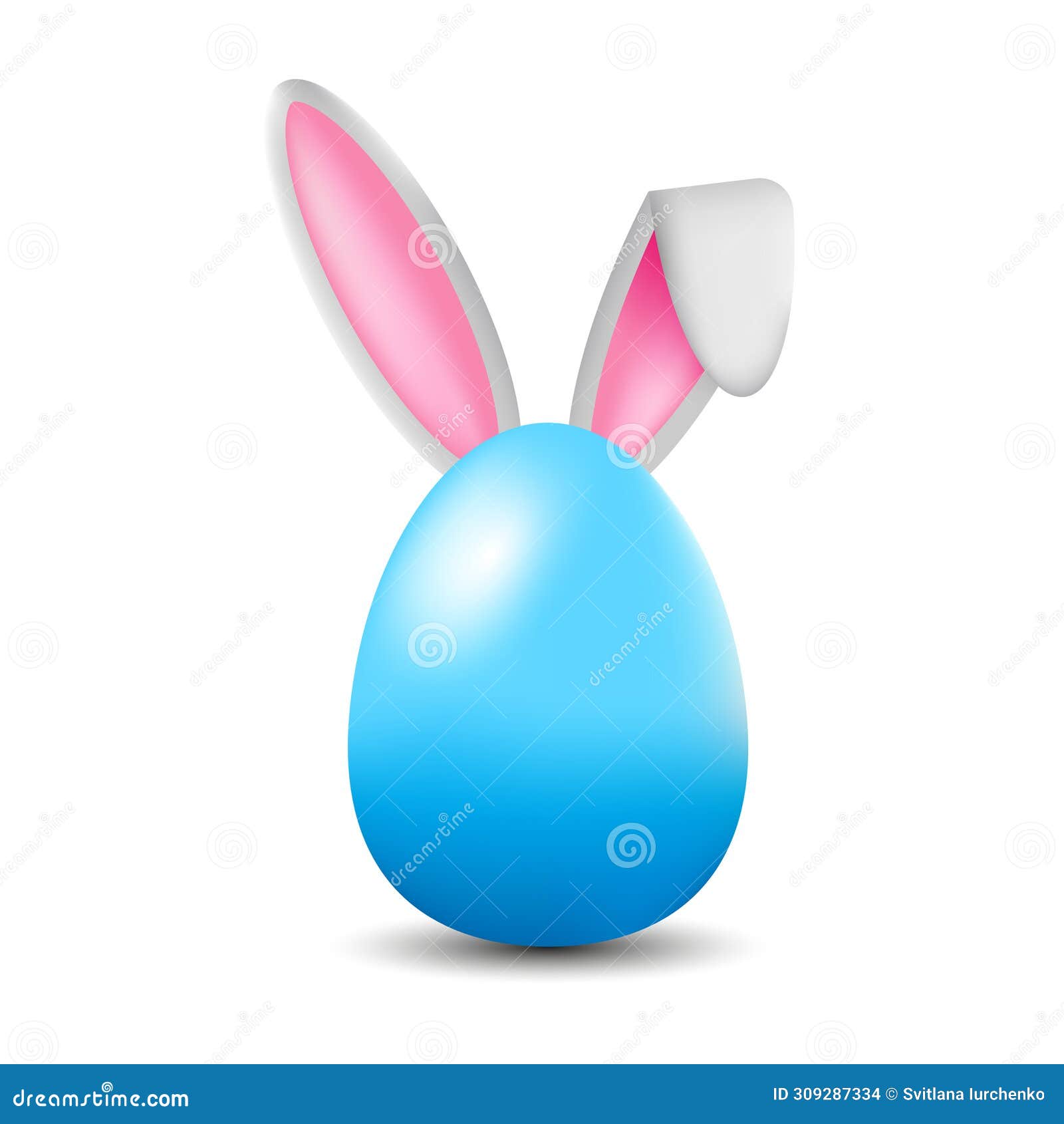 Blue 3D Easter Egg with Bunny Ears Stock Vector - Illustration of ...