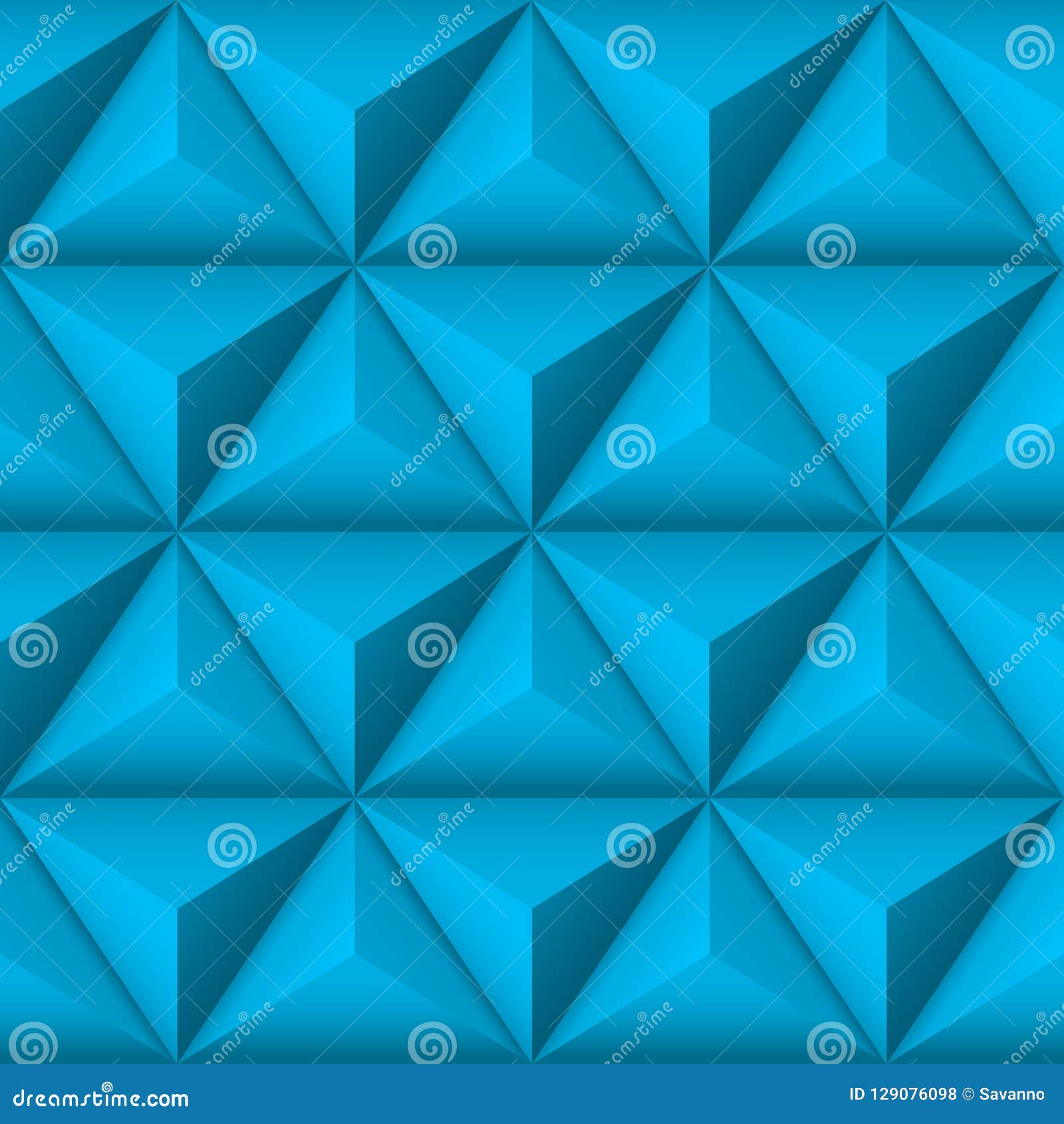 Blue 3d Geometric Pattern with Pyramids. Abstract Seamless Background ...