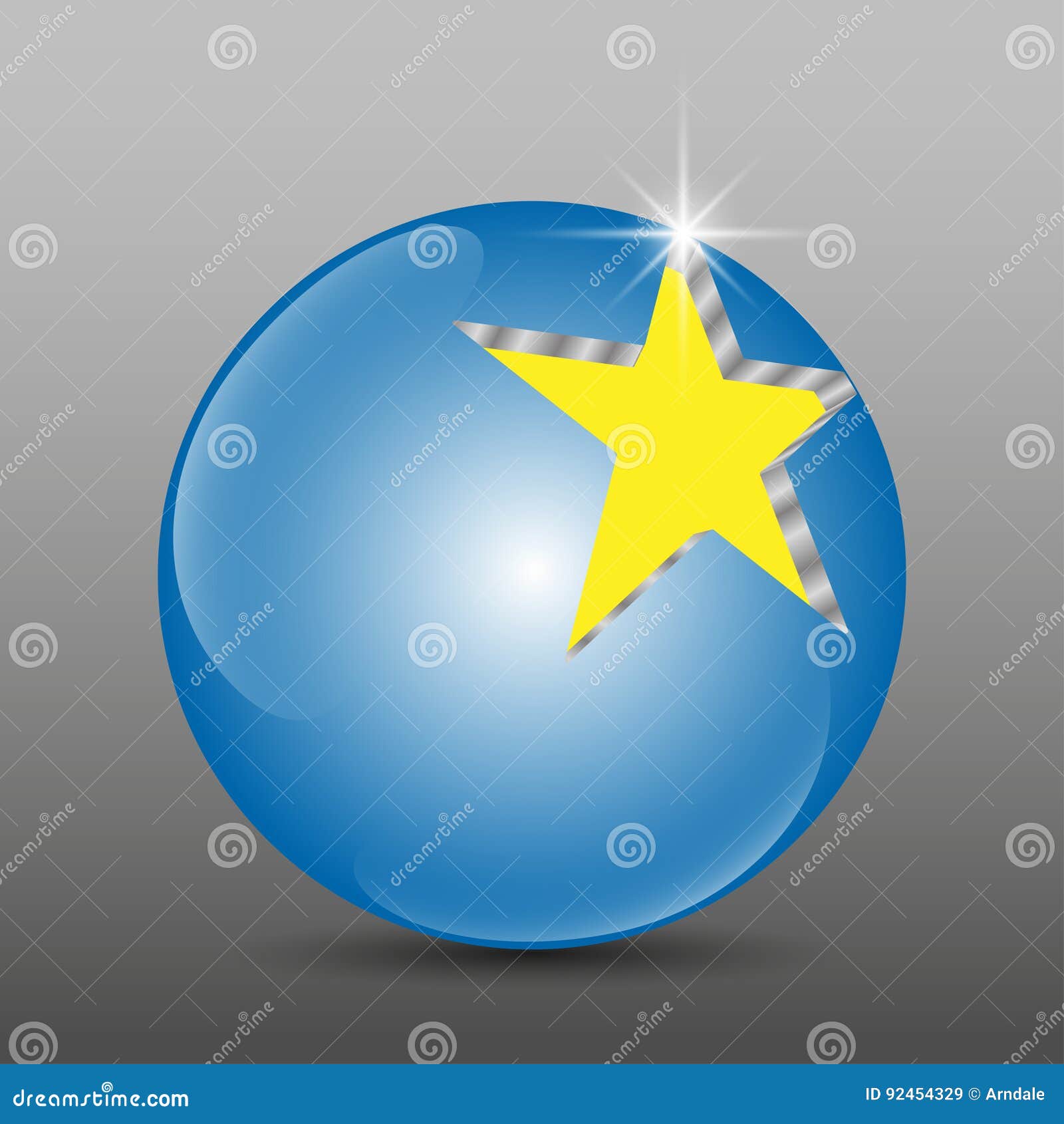 Blue 3D Globe Sphere and Golden Star Stock Illustration - Illustration ...
