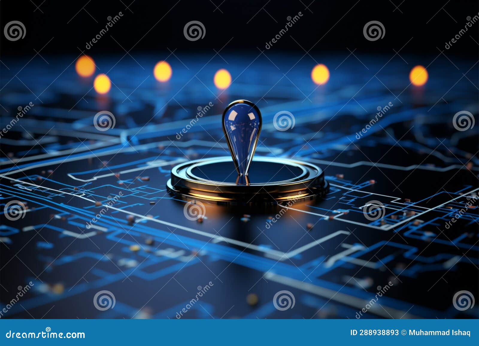 Blue 3D Marker Denotes GPS Position on an AI Generated Road Map Stock ...