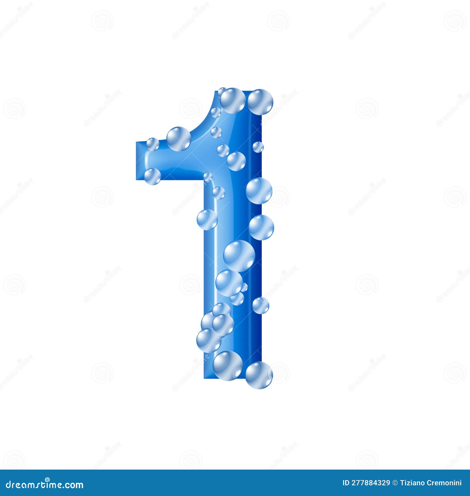 Blue 3d Numbers with Bubbles, White Background, 3d Rendering, One Stock ...