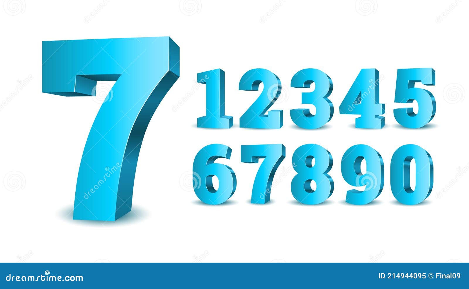 Blue 3d Numbers. Symbol Set Stock Vector - Illustration of elegance ...