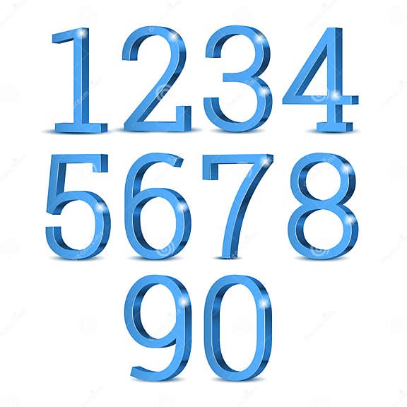Blue 3d Numbers. Symbol Set Stock Vector - Illustration of modern, icon ...