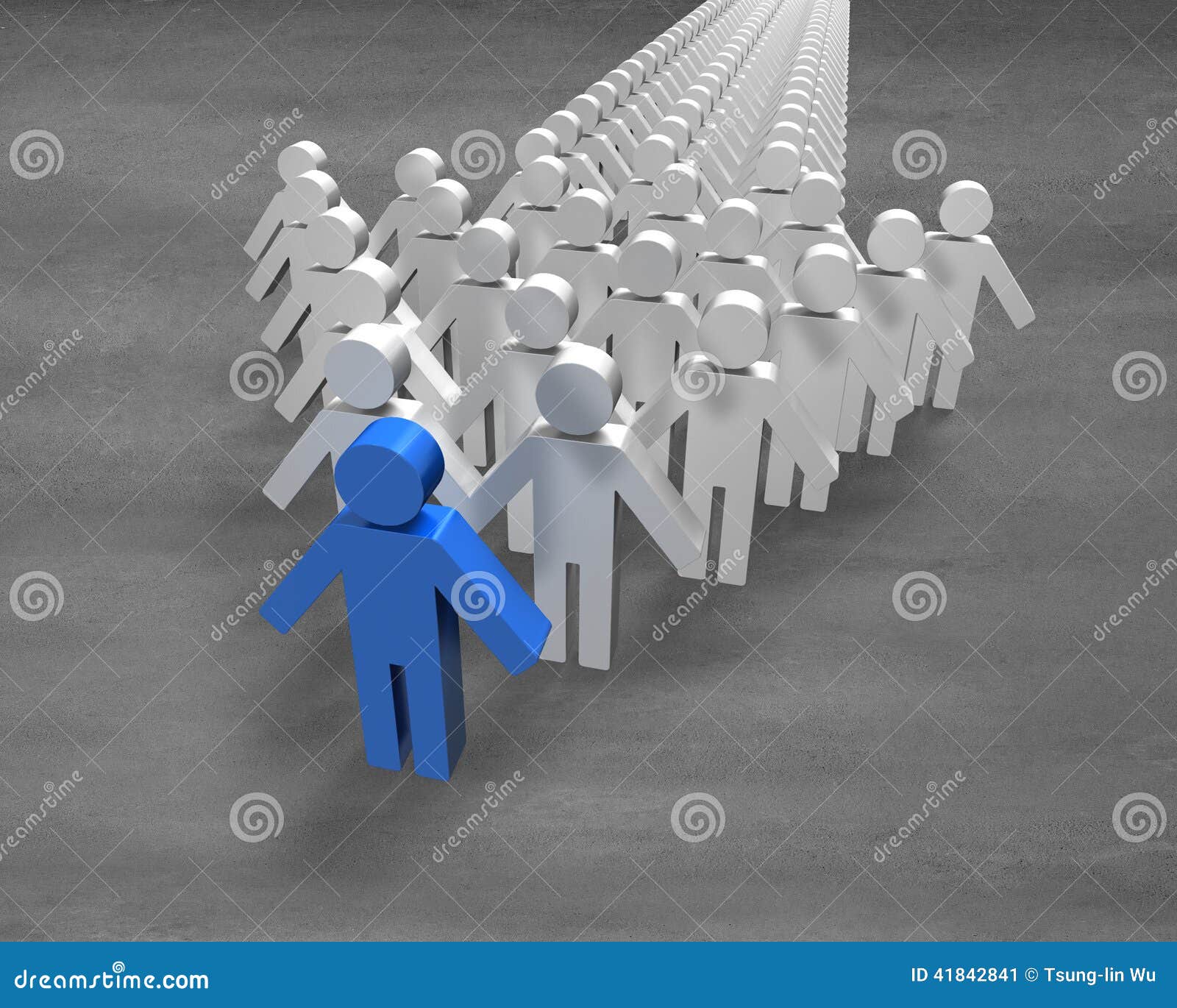 Blue 3D People Shape in First Position of Arrow Stock Illustration ...