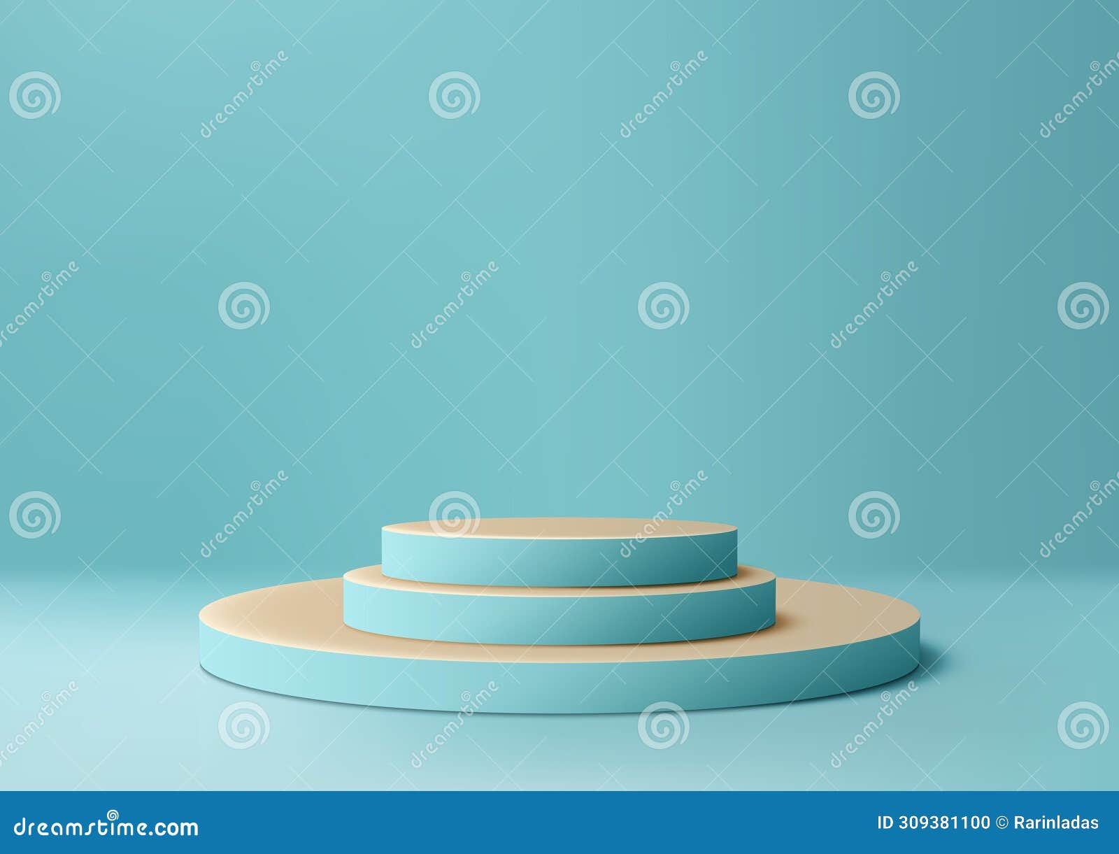 Blue 3D Podium with Three Circular Tiers on a Blue Background Stock ...