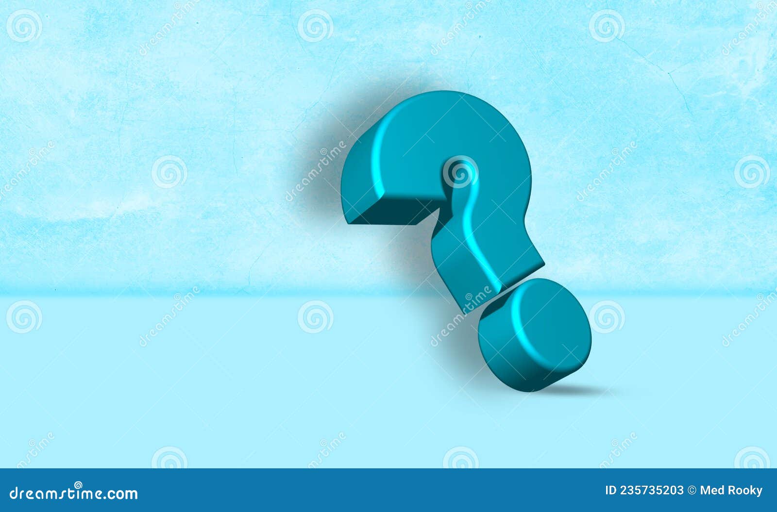 Blue 3D Question Mark Render Style. Wall Background with 3D Rendering ...