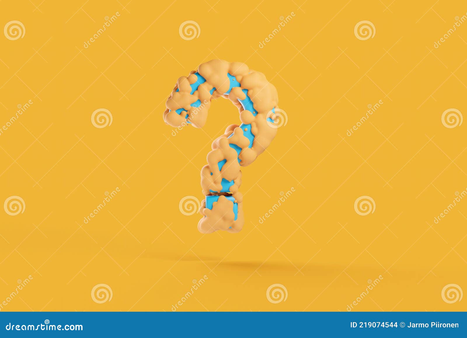 Blue 3D Question Mark on Yellow Background Covered by Yellow Blob ...