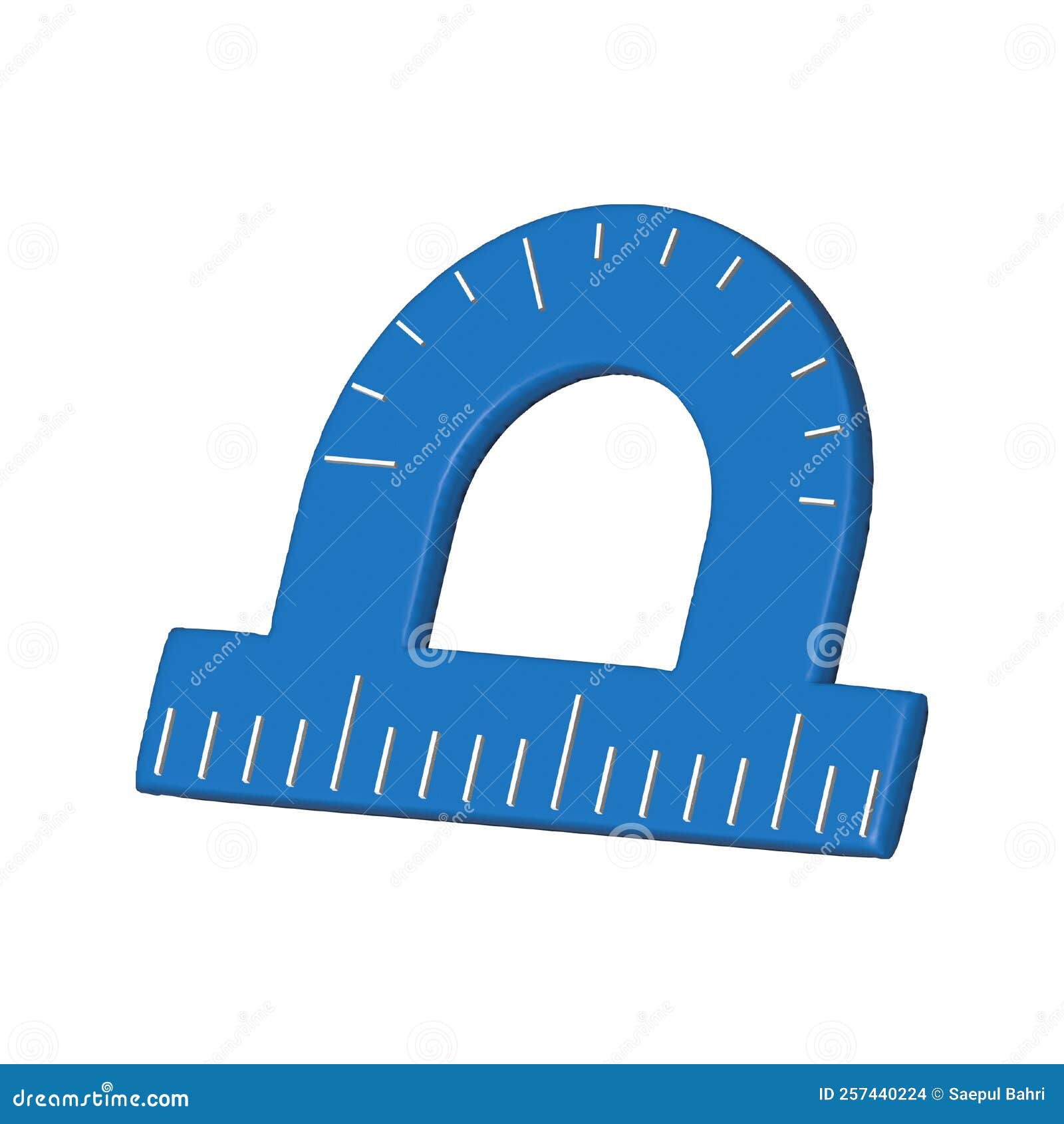 Blue 3d Rendering Ruler Icon Illustration. Plastic Volumetric Tool for ...