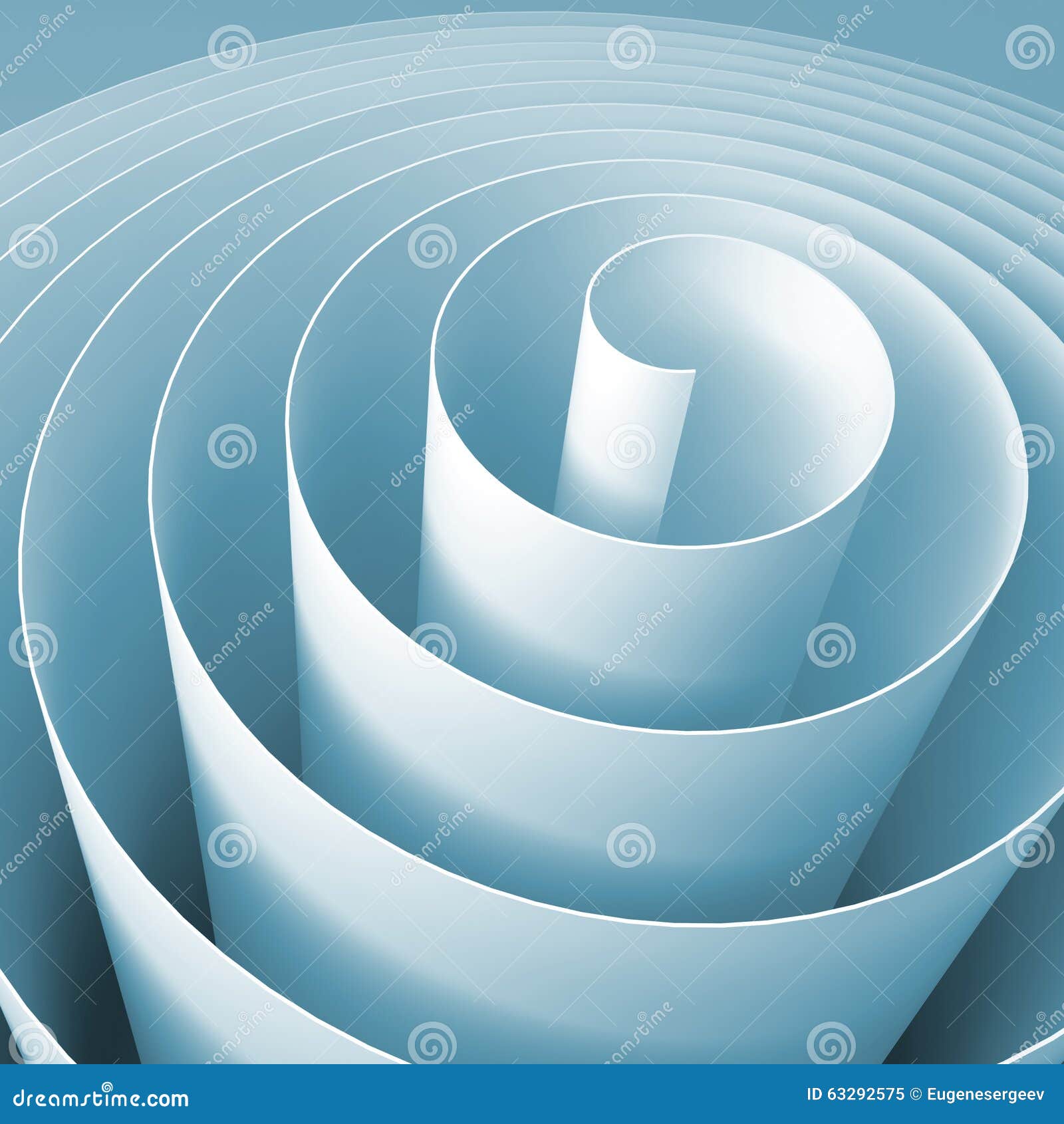 Blue 3d Spiral, Square Abstract Digital Illustration Stock Illustration ...