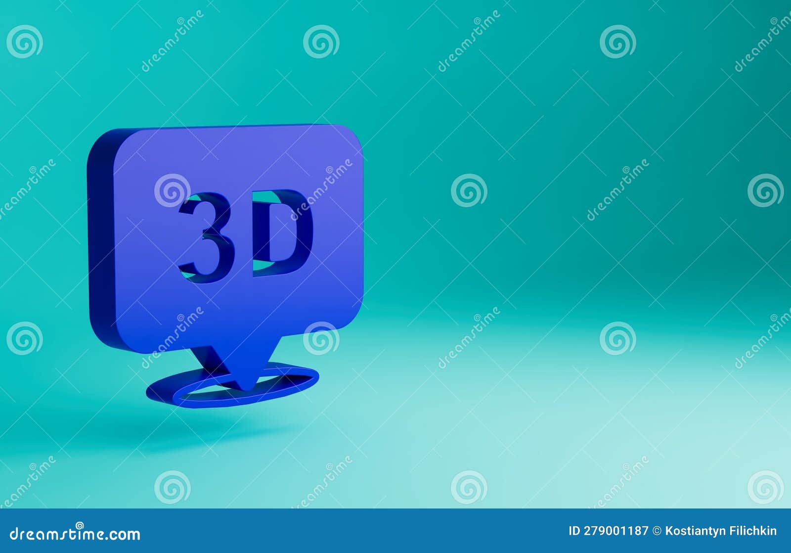Blue 3D Word Icon Isolated on Blue Background. Minimalism Concept Stock ...
