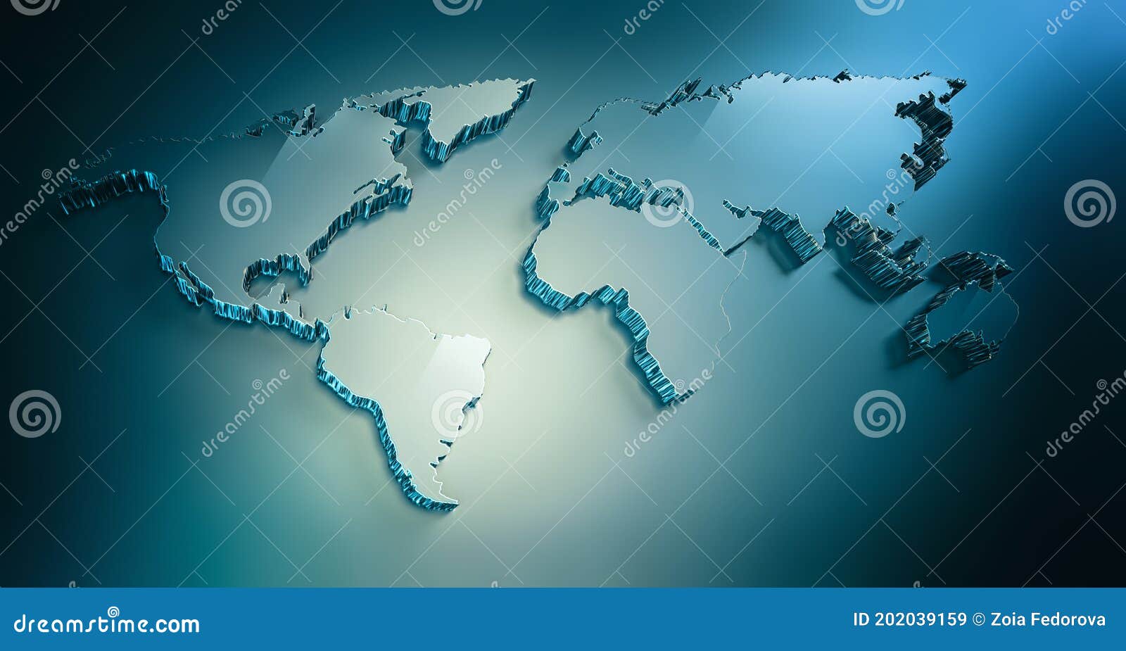 Blue 3d world map stock illustration. Illustration of asia - 202039159