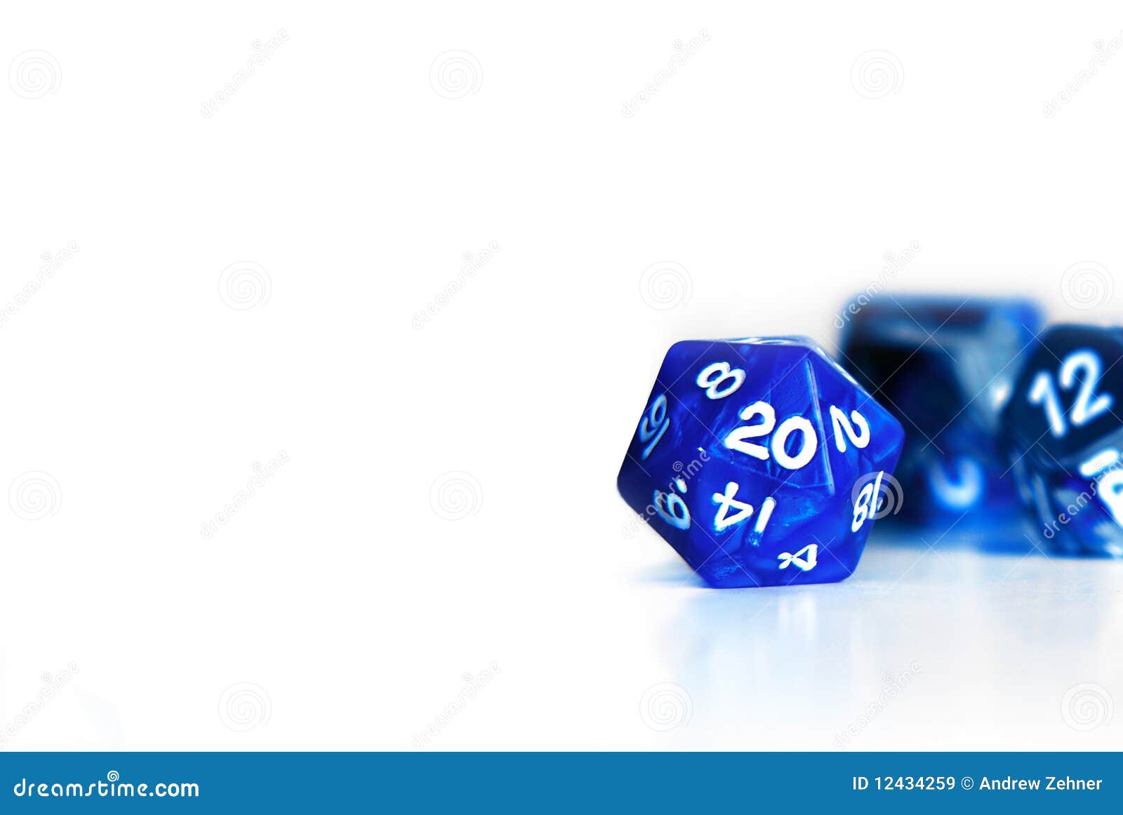 Blue d20 gamer dice stock image. Image of games, blue - 12434259