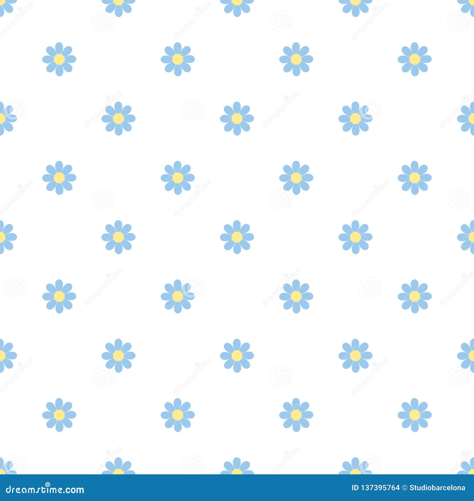 Blue Daisy Flower Seamless Pattern Stock Vector - Illustration of ...
