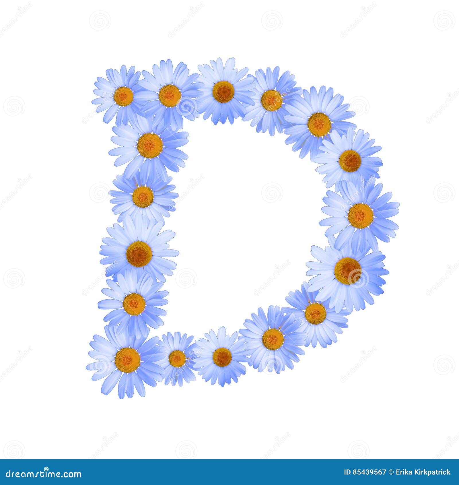 Blue Daisy Letter D stock illustration. Illustration of banner - 85439567
