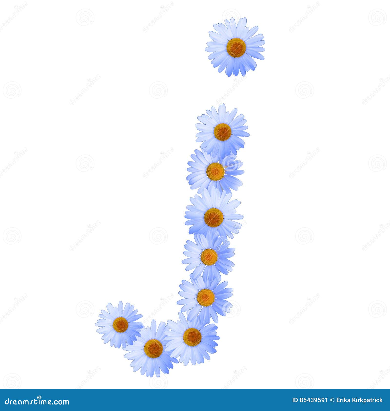 Blue Daisy Letter J stock illustration. Illustration of blossom - 85439591