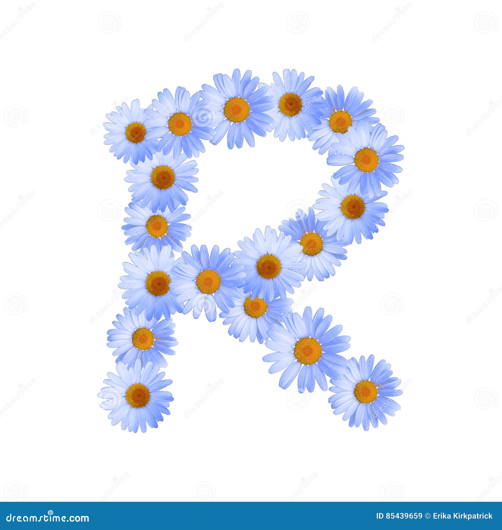 Blue Daisy Letter R stock illustration. Illustration of flora - 85439659