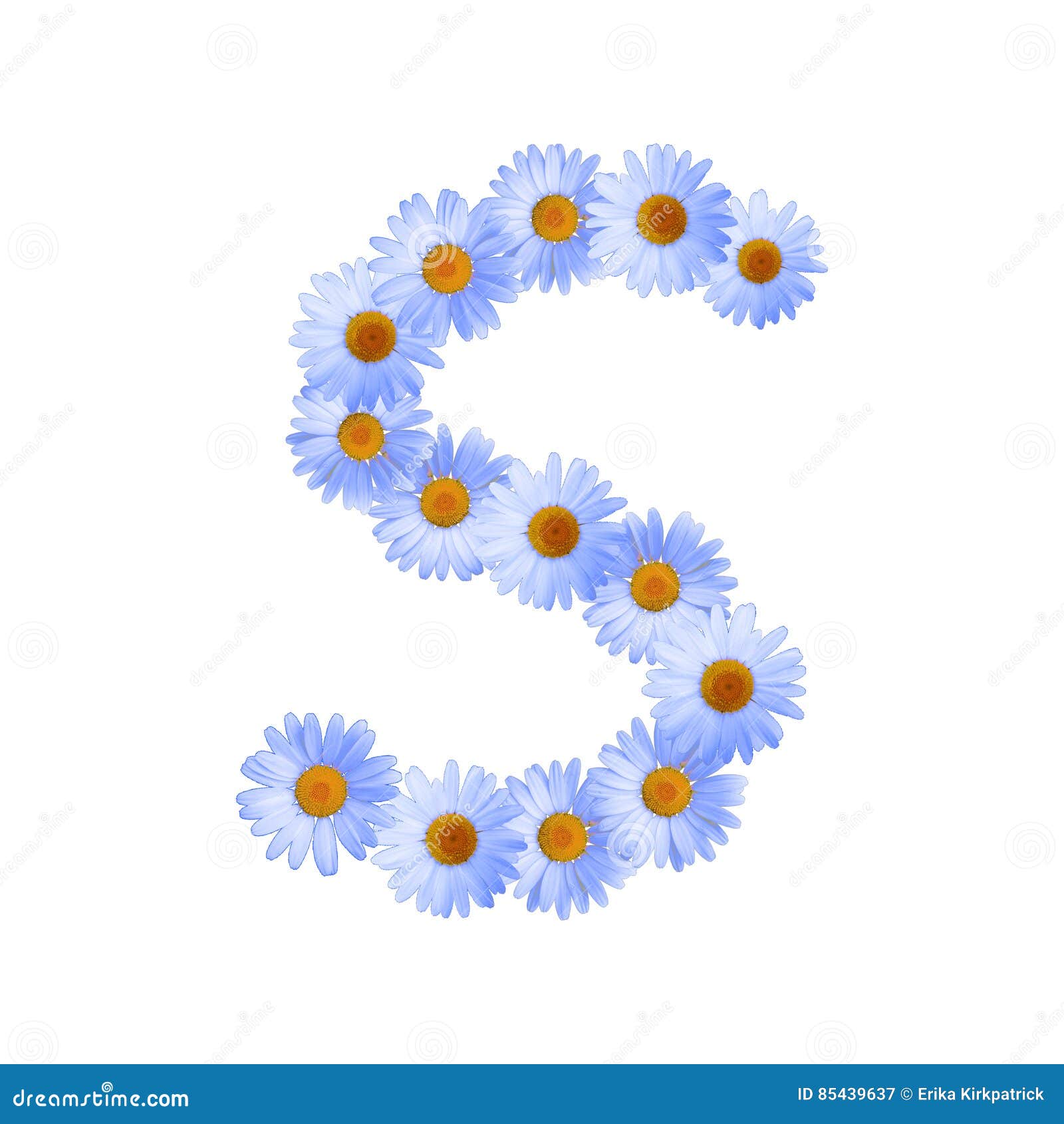 Blue Daisy Letter S stock illustration. Illustration of color - 85439637