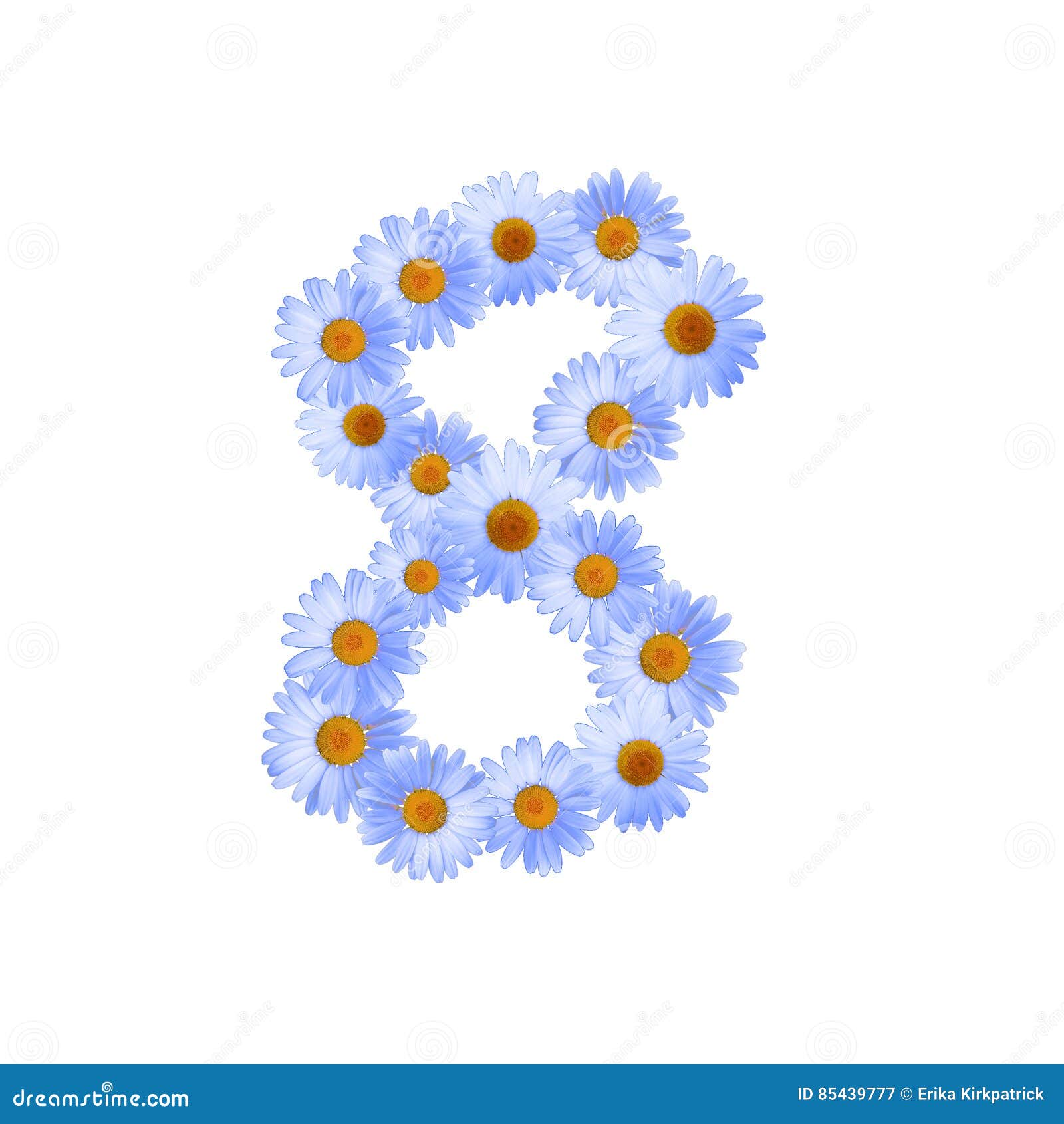 Blue Daisy Number Eight stock illustration. Illustration of leaf - 85439777