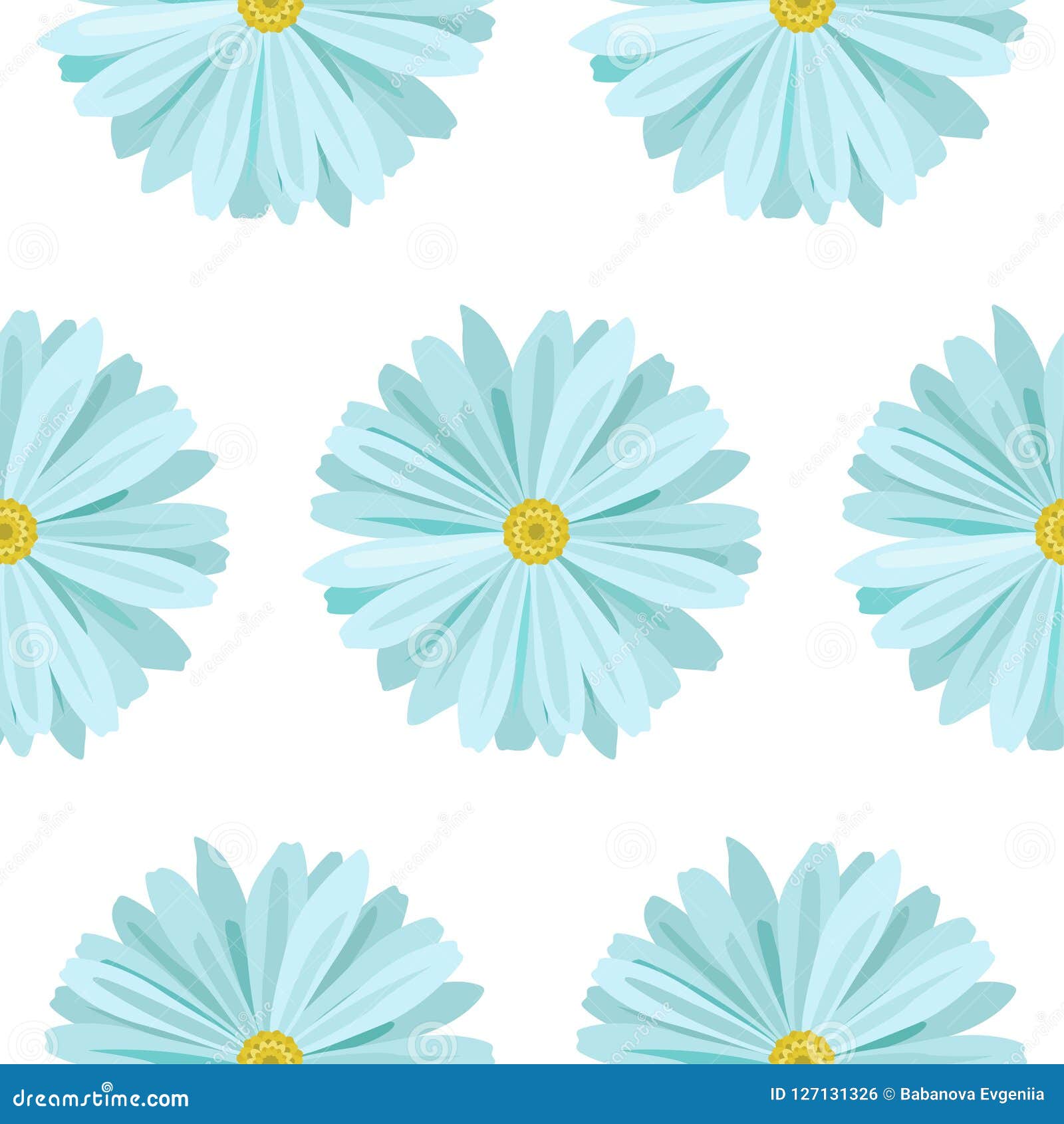 Blue Daisy Vector Pattern, Seamless Herbal Pattern Stock Vector ...