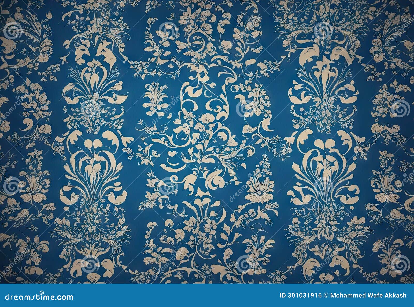 Blue Damask Pattern Background Stock PhotoRoyalty, Backgrounds, Blue ...