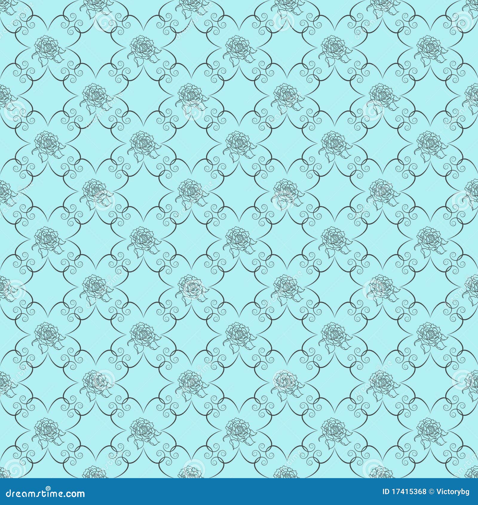 Blue Damask Seamless Wallpaper Stock Illustration - Illustration of ...