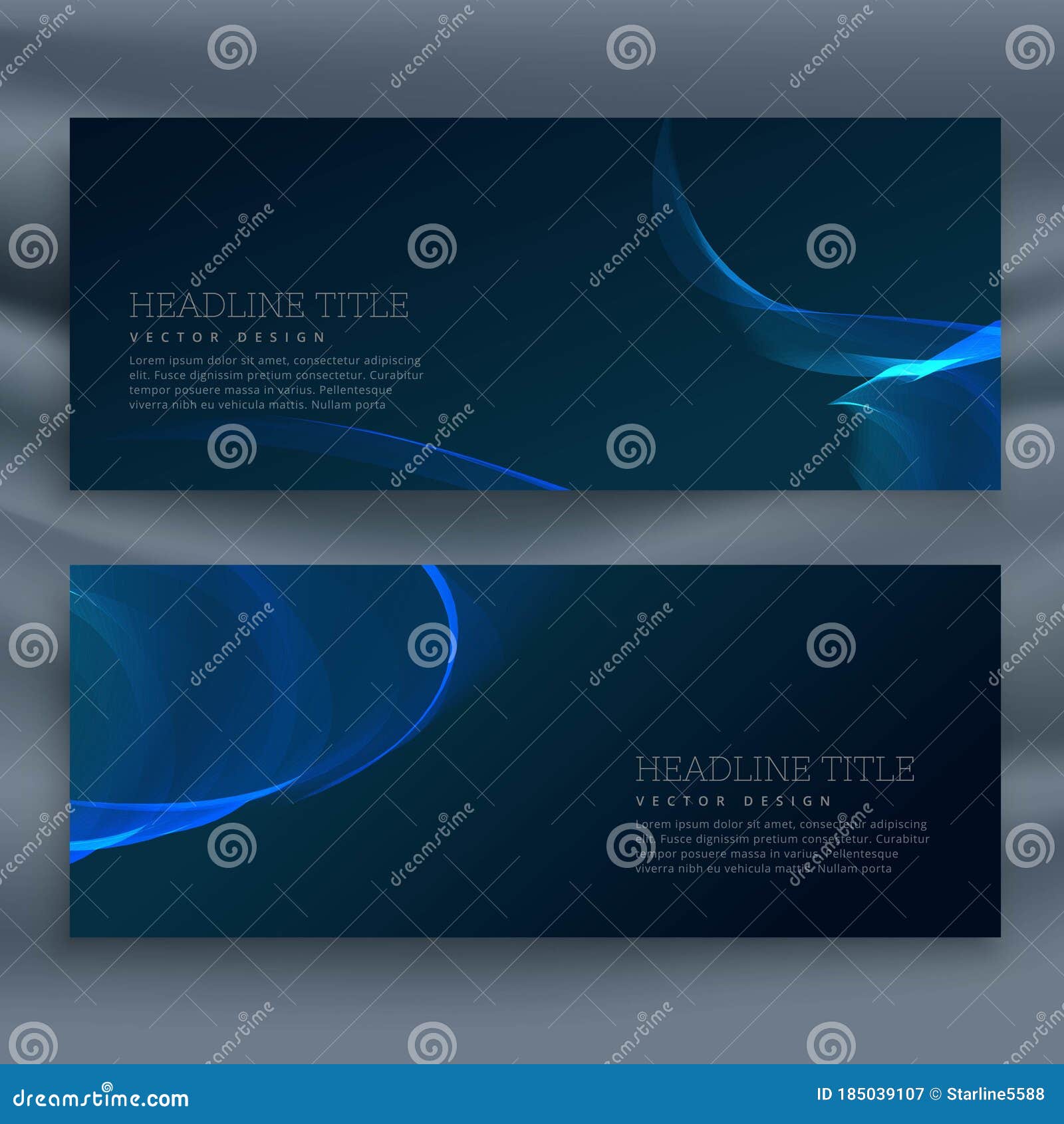 Blue dark banner template stock vector. Illustration of presentation ...