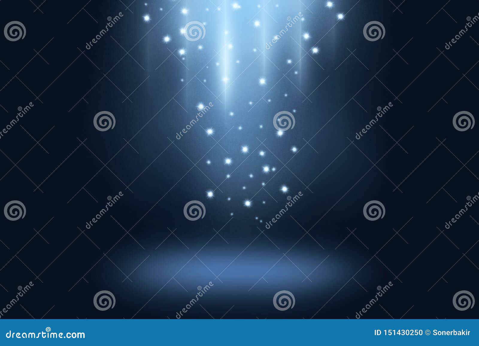 Blue Dark Stage and Show Background with Light Stars and Spotlight ...