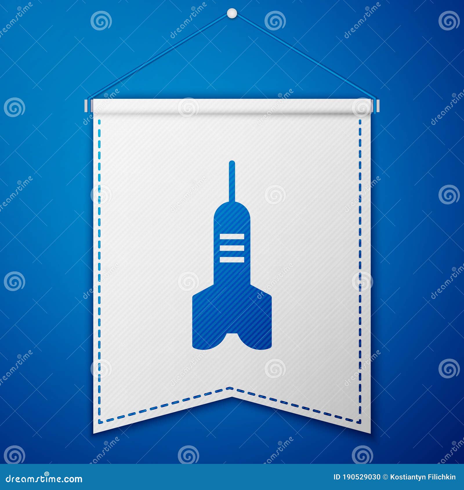 Blue Dart Arrow Icon Isolated on Blue Background. White Pennant ...