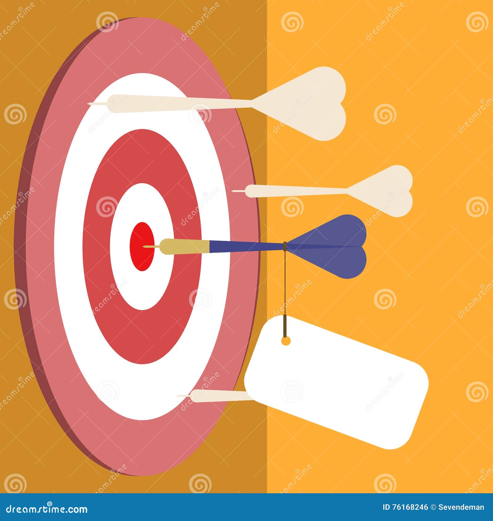 Blue Dart on the Middle of the Target with Empty Tag. Stock Vector ...