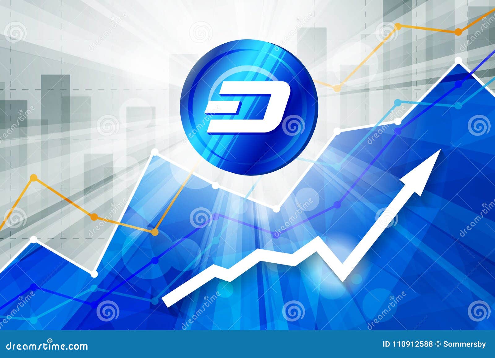DASH Cryptocurrency; DASH Golden Coin On The Background Of The Chart ...