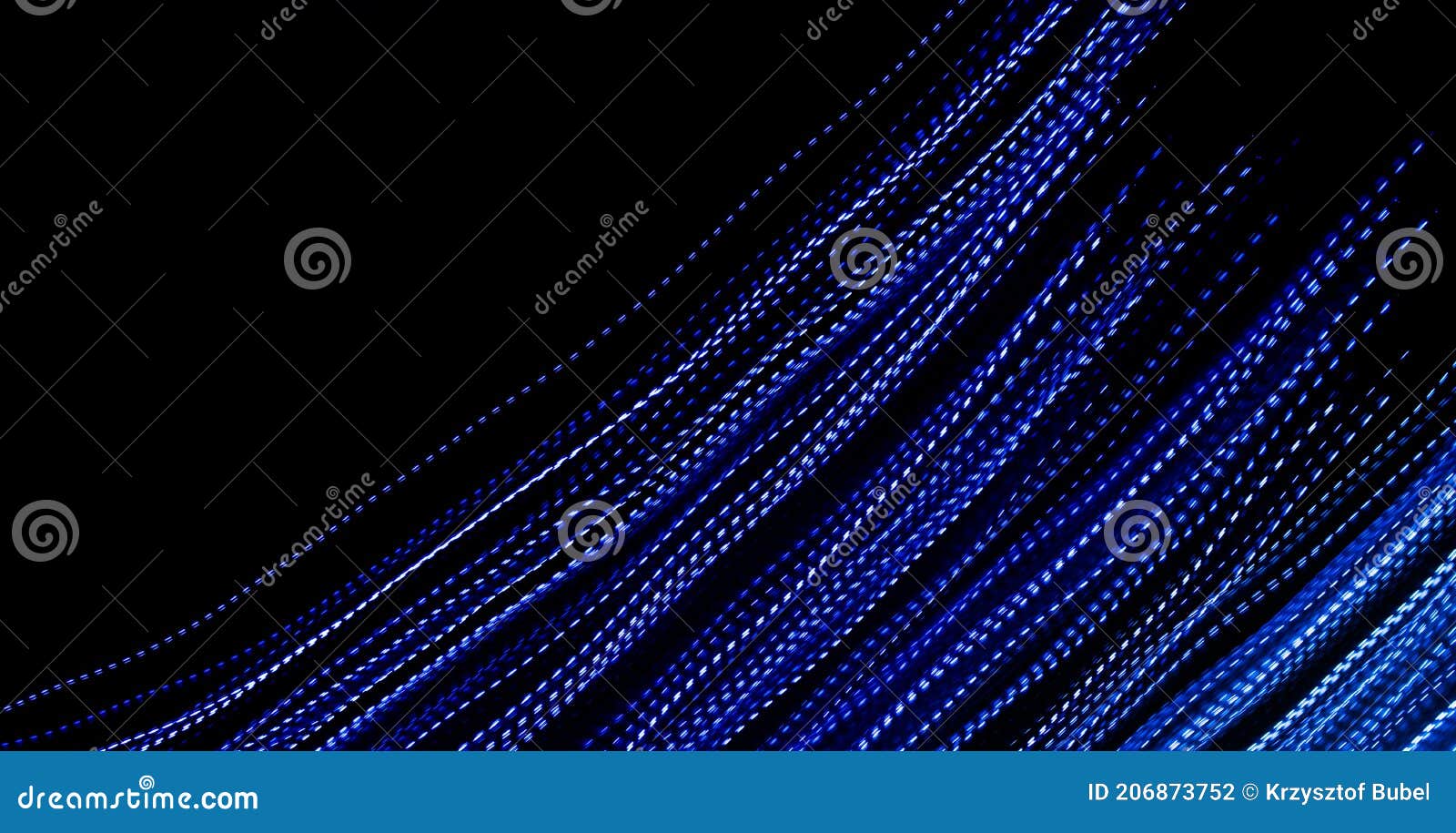 Blue Dashed Lines of Lights on a Black Background Stock Photo - Image ...