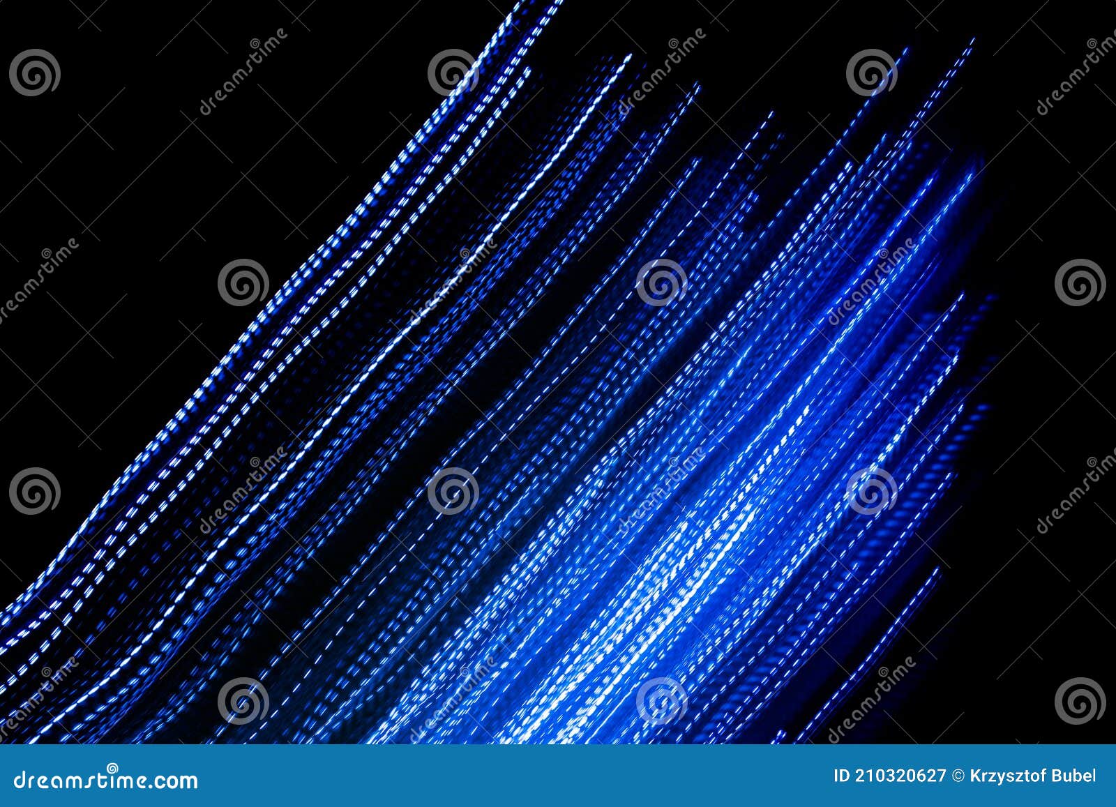 Blue Dashed Lines of Lights on a Black Background Stock Image - Image ...
