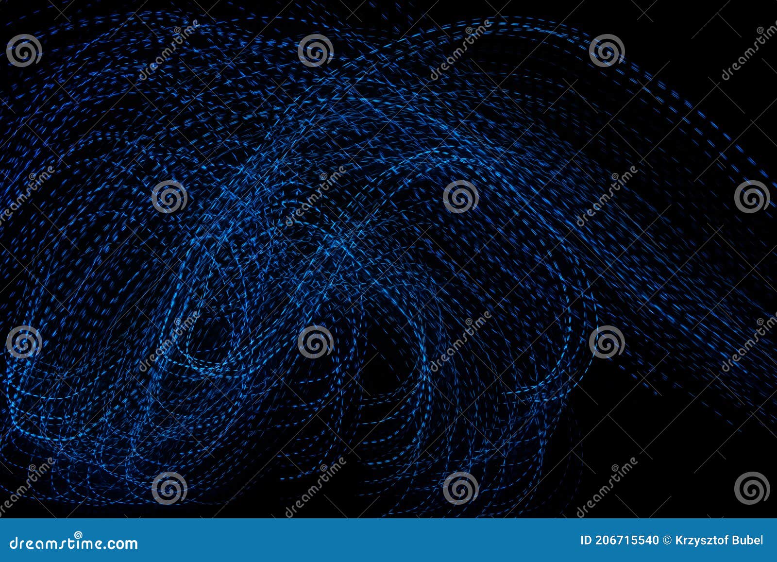 Blue Dashed Lines of Lights on a Black Background Stock Photo - Image ...