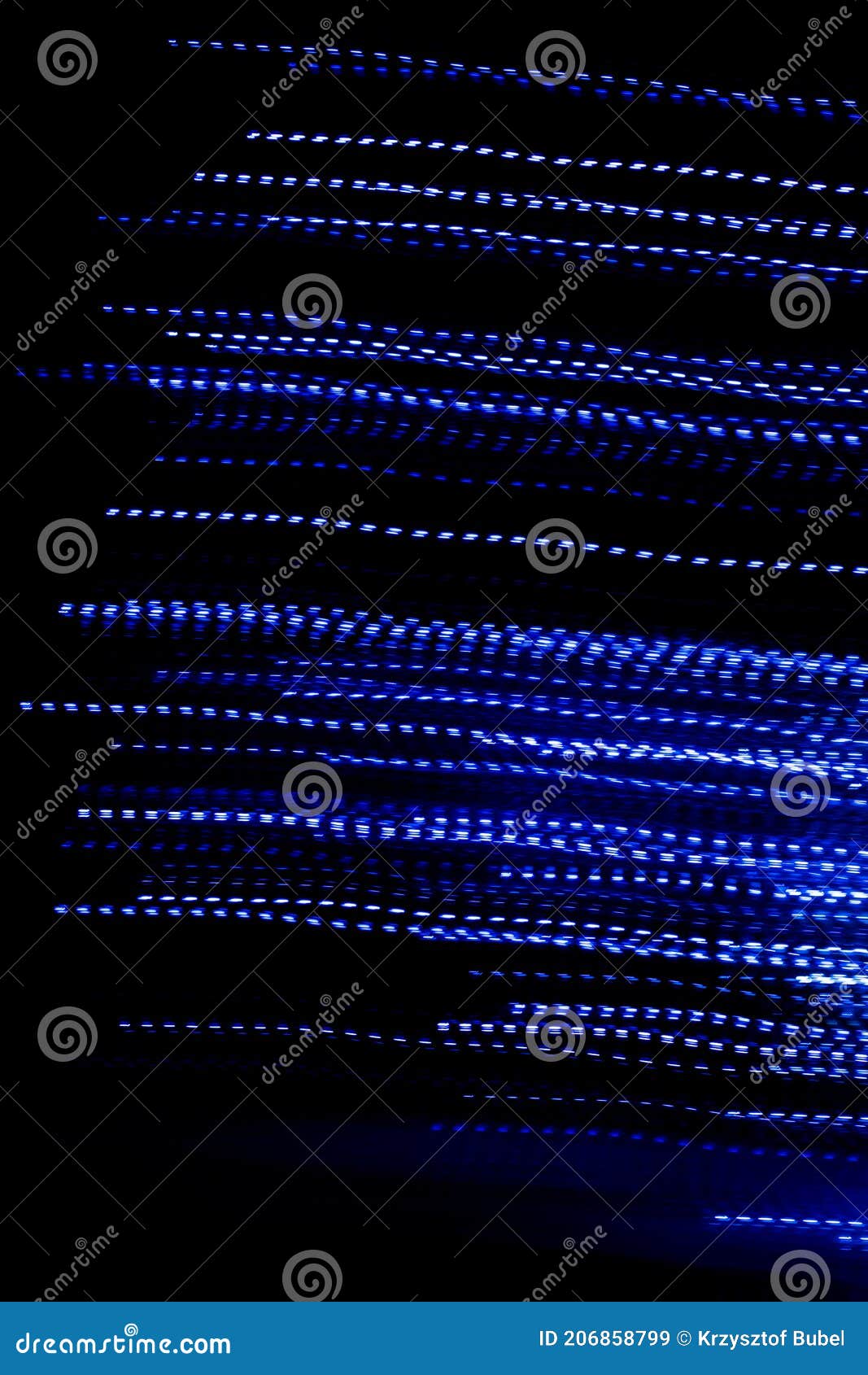 Blue Dashed Lines of Lights on a Black Background Stock Image - Image ...