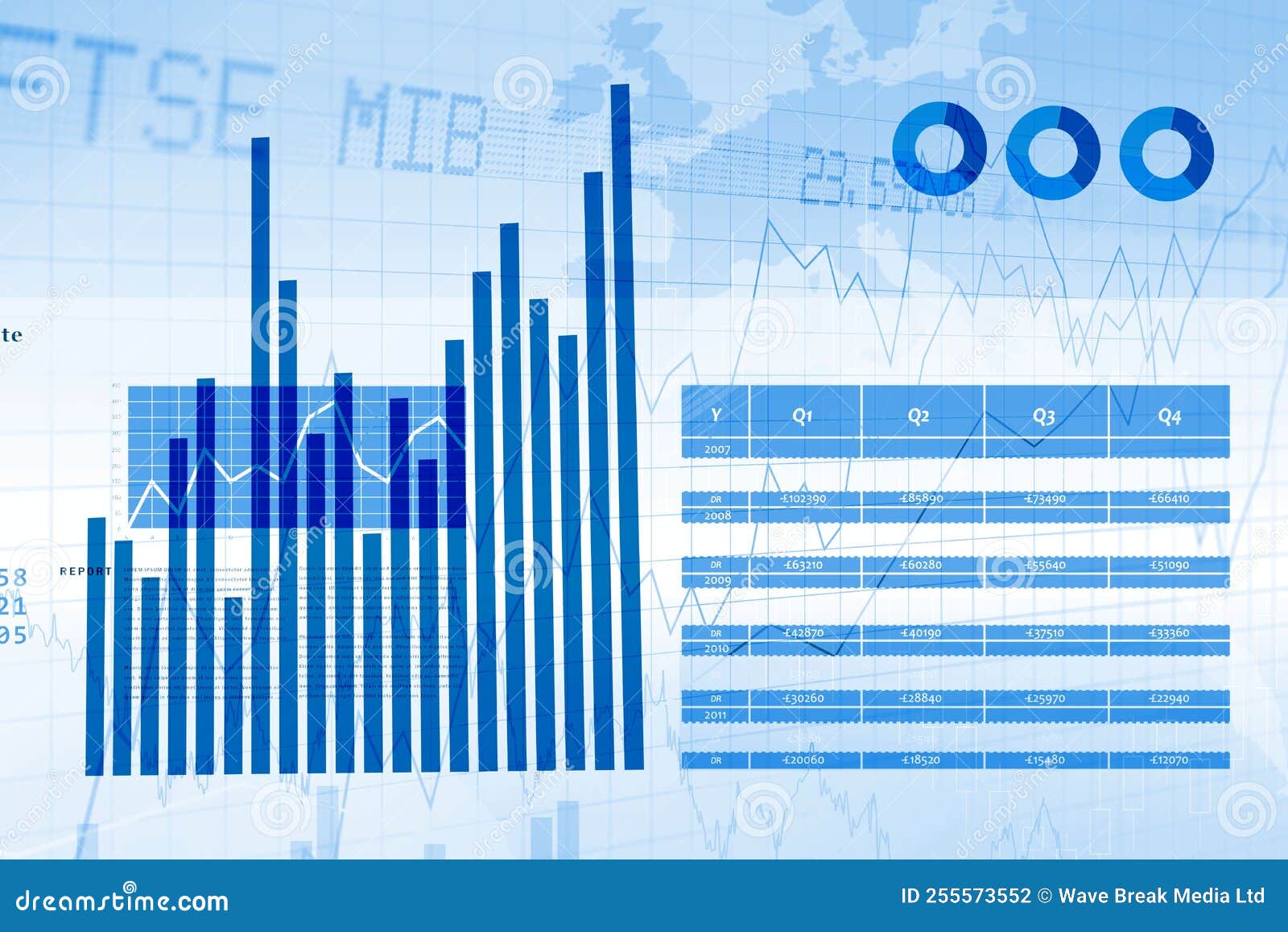 Blue data stock illustration. Illustration of business - 255573552