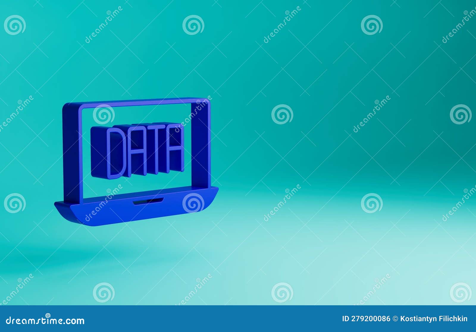 Blue Data Analysis Icon Isolated on Blue Background. Business Data ...
