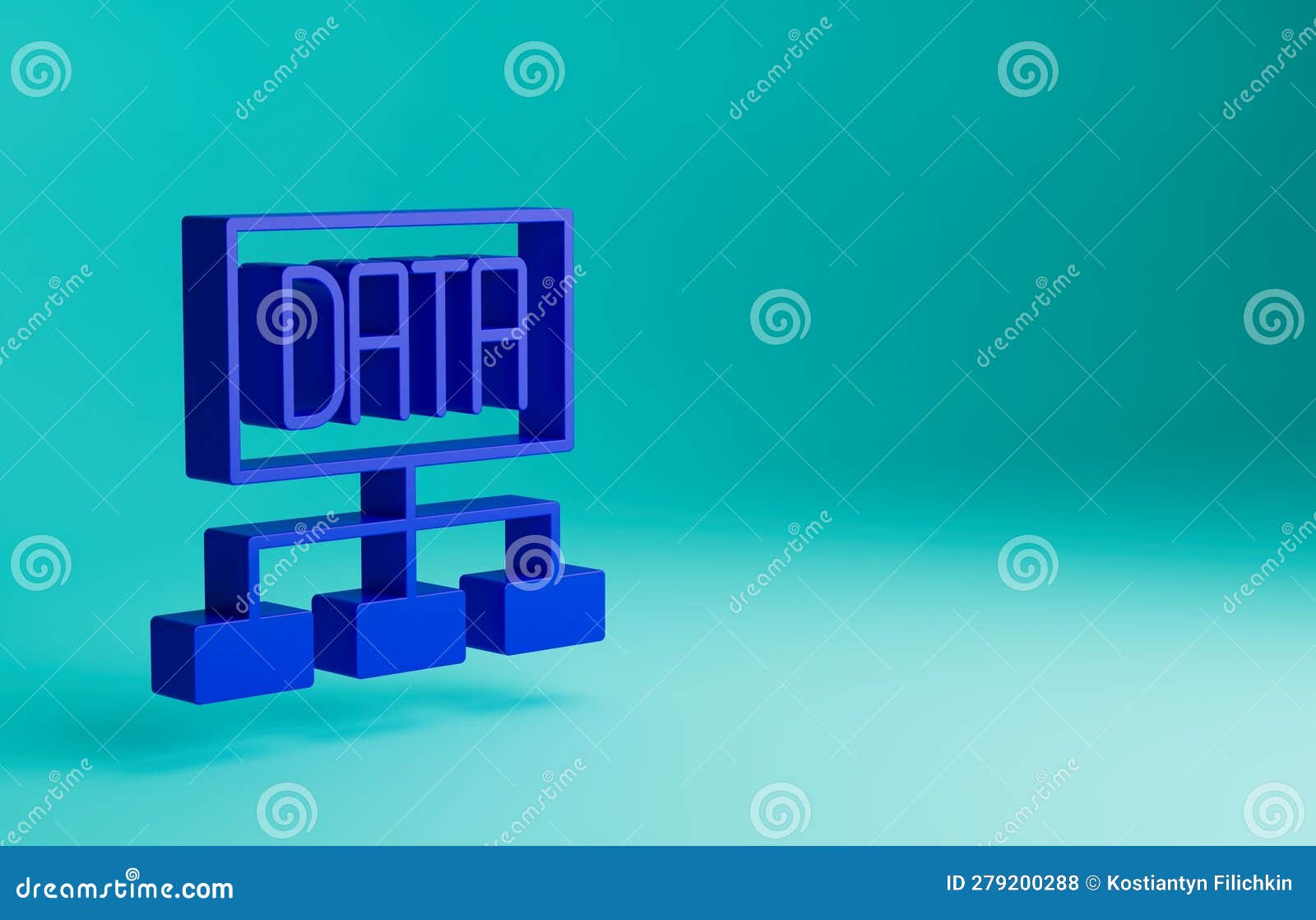 Blue Data Analysis Icon Isolated on Blue Background. Business Data ...