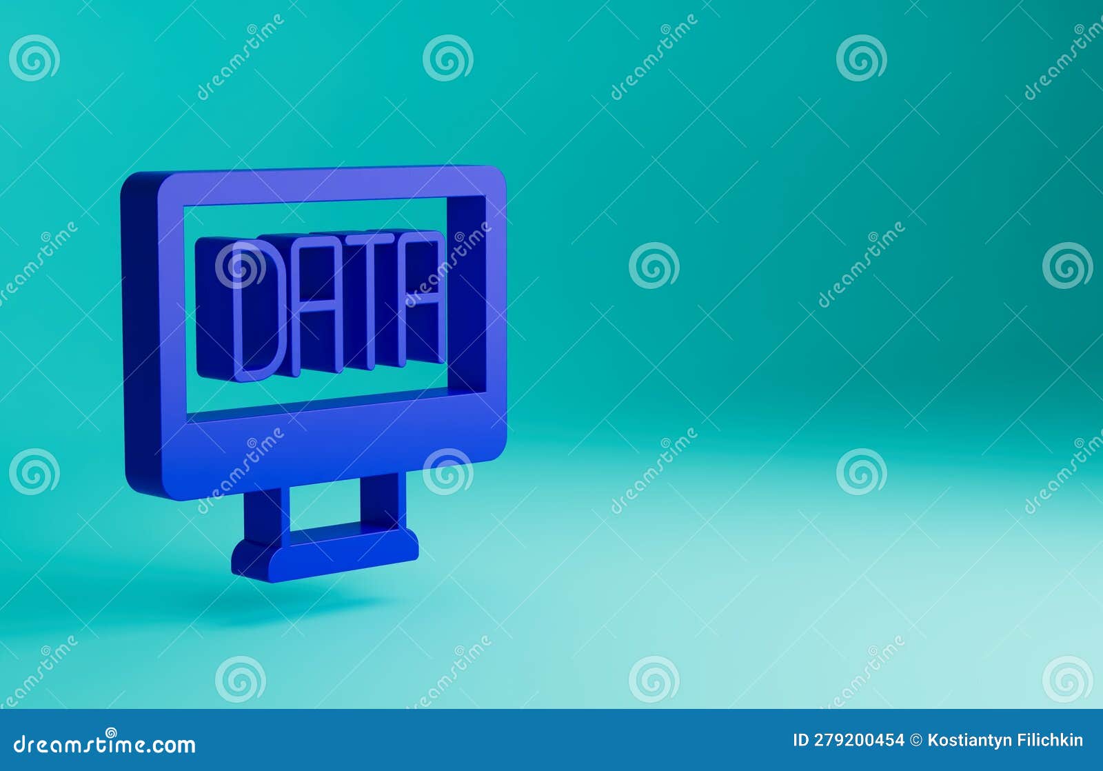 Blue Data Analysis Icon Isolated on Blue Background. Business Data ...