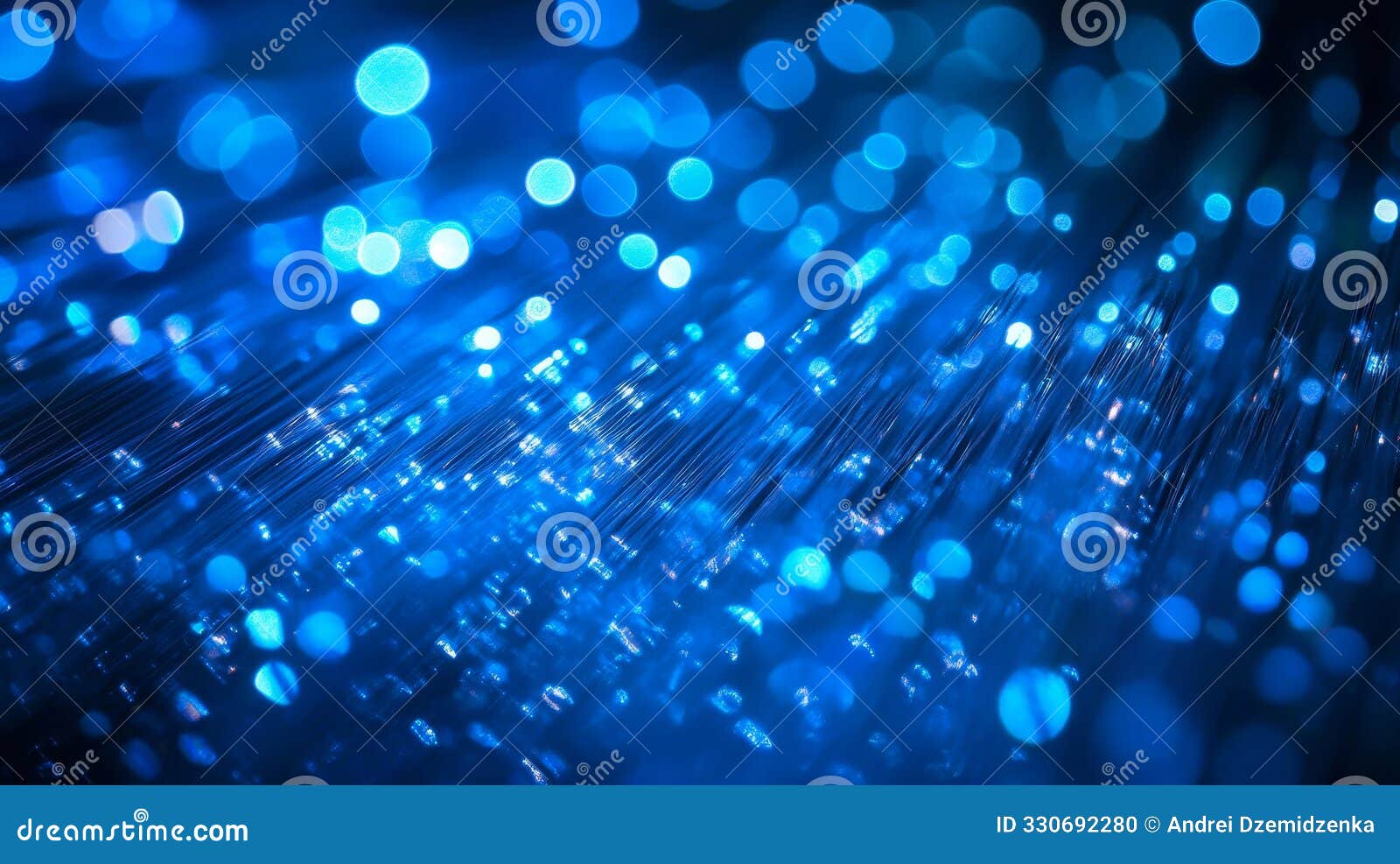 Blue Data Flow Light Streak Over a Black Background. Communication ...