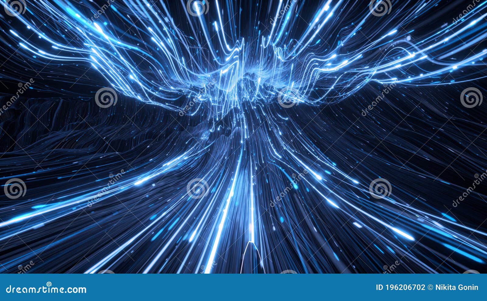 Blue Data Stream 3D Render Illustration Stock Illustration ...