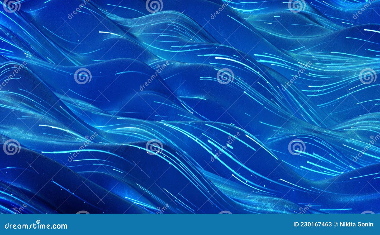 Blue Data Stream Visualization 3D Rendering Stock Illustration ...
