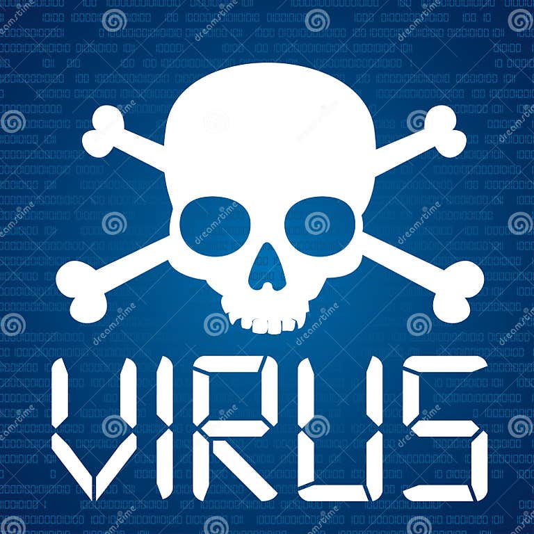 Blue Data Virus Skull stock vector. Illustration of ransomware - 210959124