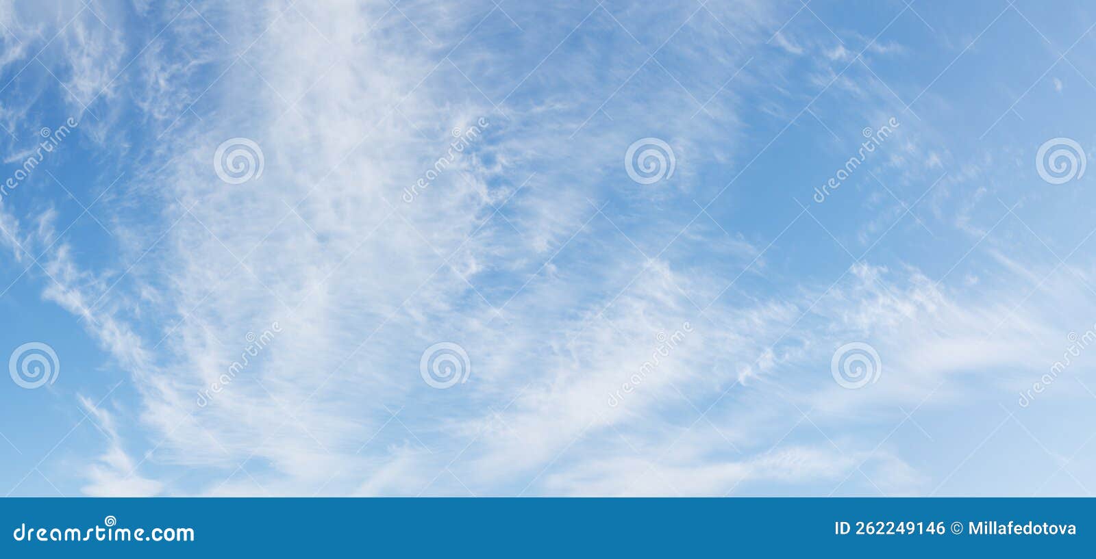 Blue Day Sky Background with Tiny Clouds, Panorama Stock Photo - Image ...