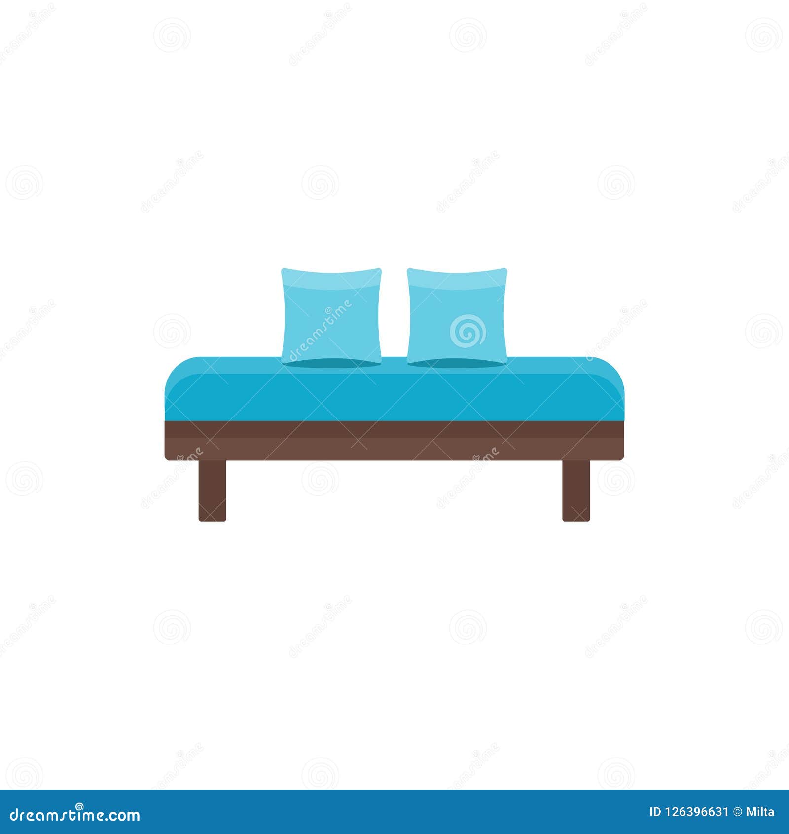 Blue Daybed with Pillows. Comfortable Sofa. Vector Illustration Stock ...