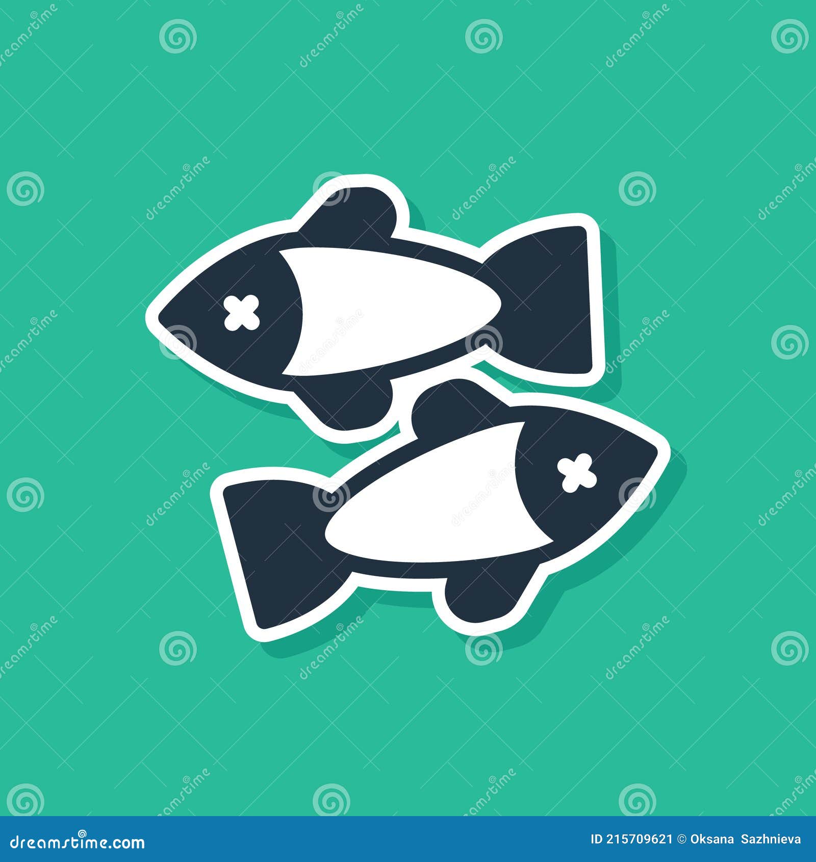 Blue Dead Fish Icon Isolated on Green Background. Vector Stock Vector ...