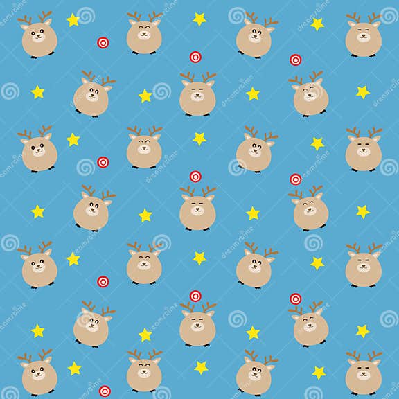 The Blue Dear Pattern with Candy and Stars. Stock Vector - Illustration ...